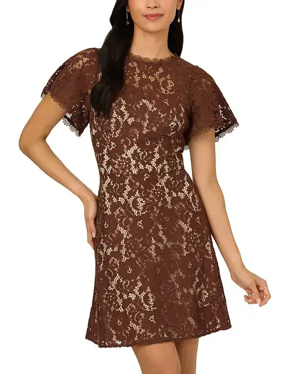 Adrianna Papell Lace Dress - Espresso