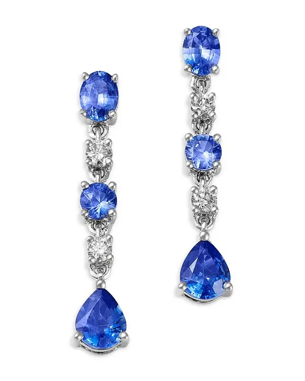 Bloomingdale'S 14k White Gold Sapphire And Diamond Drop Earrings