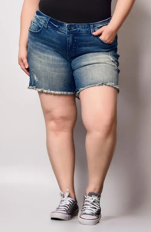 SLINK JEANS Frayed Hem Denim Shorts - Zoey