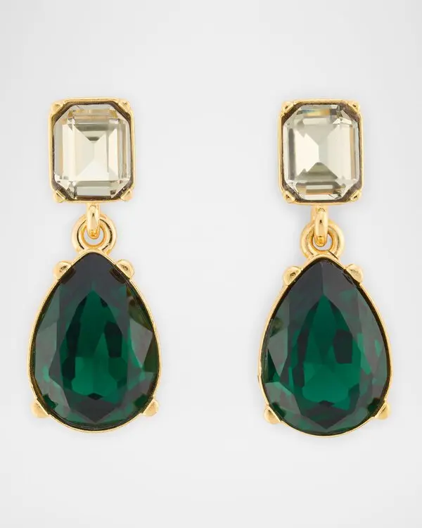 Oscar De La Renta Crystal Drop Earrings - Green Multi
