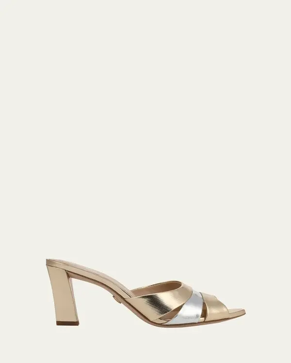 Veronica Beard Cassiel Dressal Metallic Leather Mule Sandals