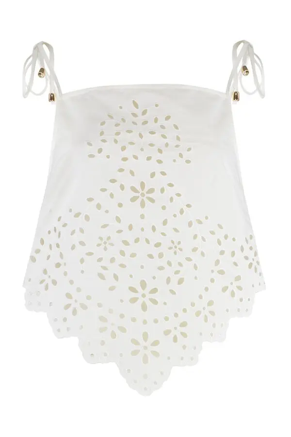 SELF-PORTRAIT Embroidered Cotton Top