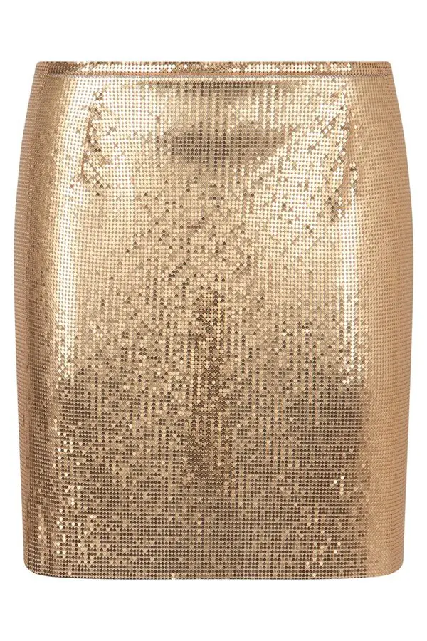 Rabanne Mesh Knit Skirt - Gold