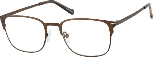 Zenni Square Full Rim Stainless Steel Eyeglasses - Brown