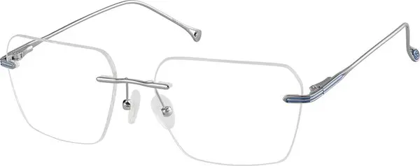 Zenni Square Rimless Metal Frame Glasses - Gray