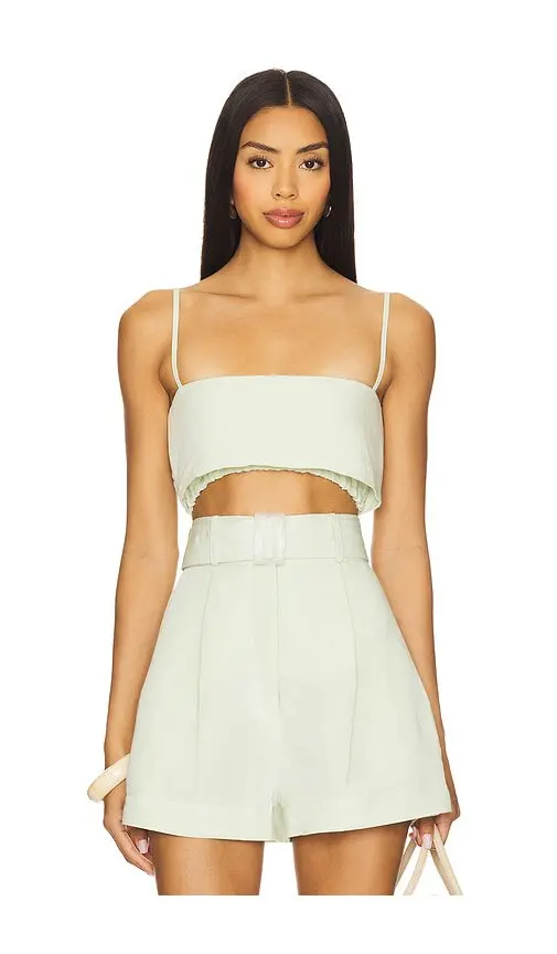 Matthew Bruch Structured Bandeau Crop Top - Pear Viscose Linen