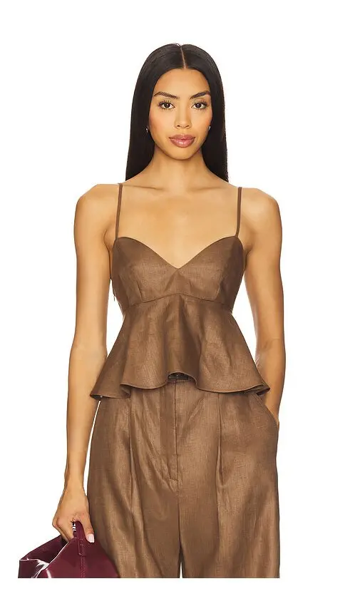 Matthew Bruch Sweet Heart Crop Top - Brown Linen