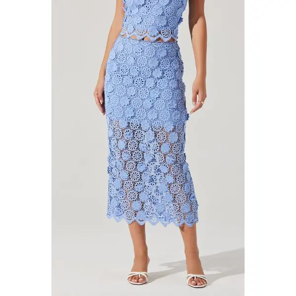 Astr The Label Jonae Floral Appliqué Midi Skirt