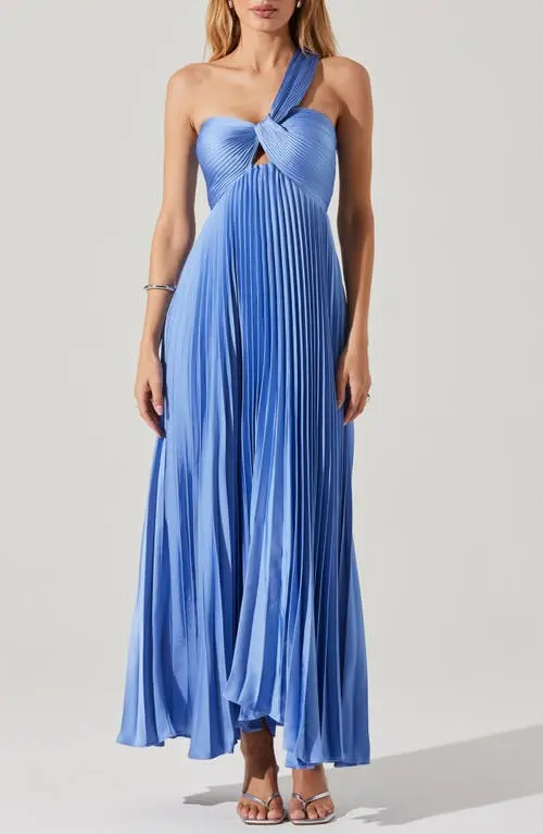 Astr The Label Rasya Pleated One-shoulder Maxi Dress - Periwinkle