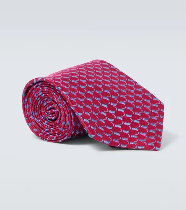 Charvet Jacquard Silk Neck Tie - Red