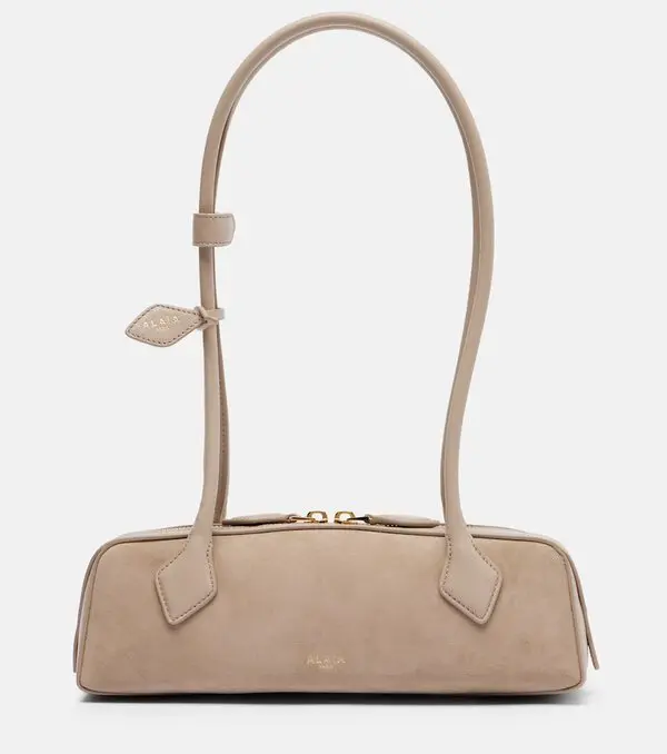 Alaïa Le Teckel Small Suede Shoulder Bag - Beige