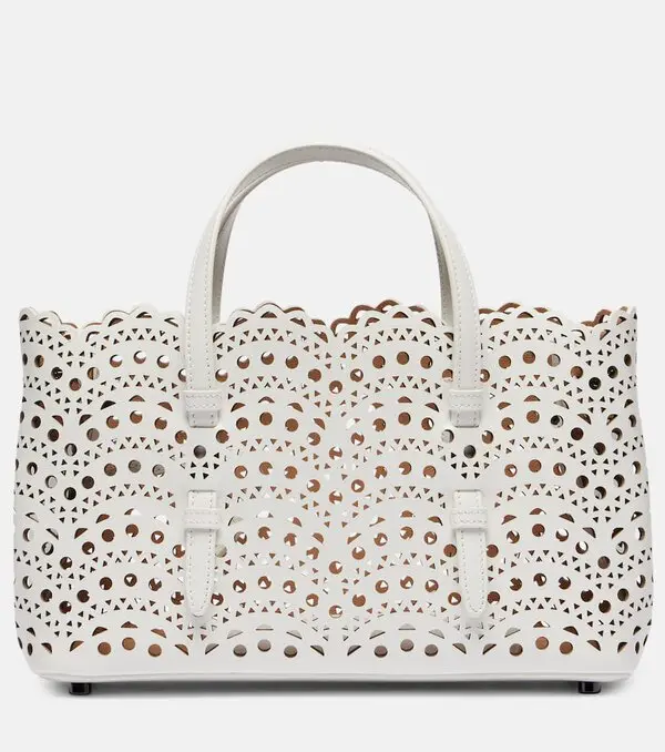 Alaïa Mina 25 Vienne Wave Leather Tote Bag - White