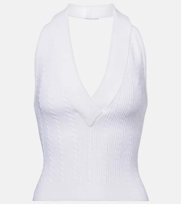 Balmain Cable-knit Halterneck Top - White