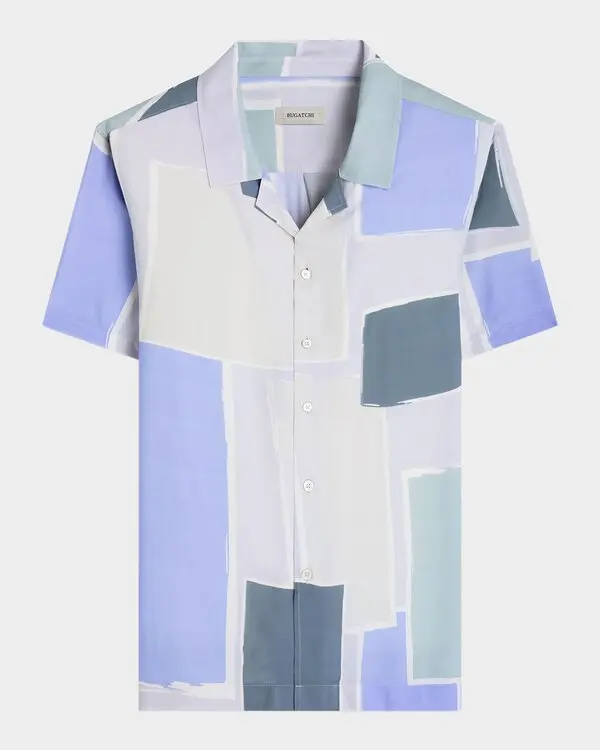 Bugatchi Jackson Abstract Camp Shirt - Almond