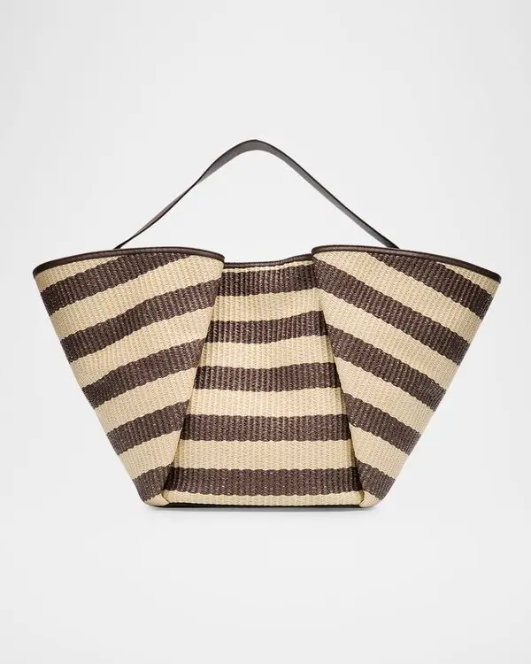Brunello Cucinelli Striped Raffia Tote Bag - Panama Brown