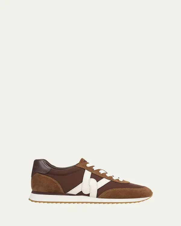 Veronica Beard Penrose Mixed Leather Low-top Sneakers - Brown