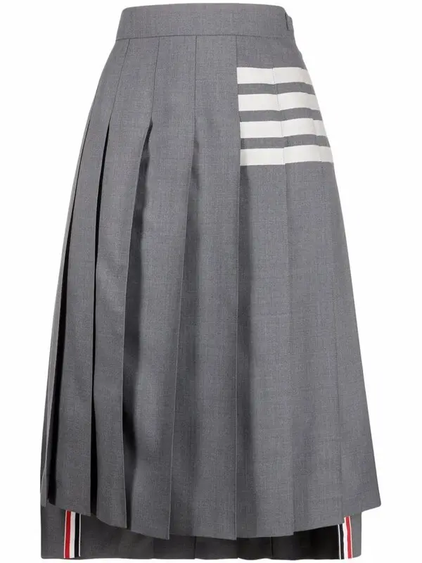 Thom Browne Wool Pleated Midi Skirt - Grey