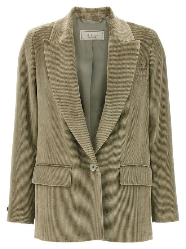 Peserico Ribbed Velvet Single-breasted Blazer