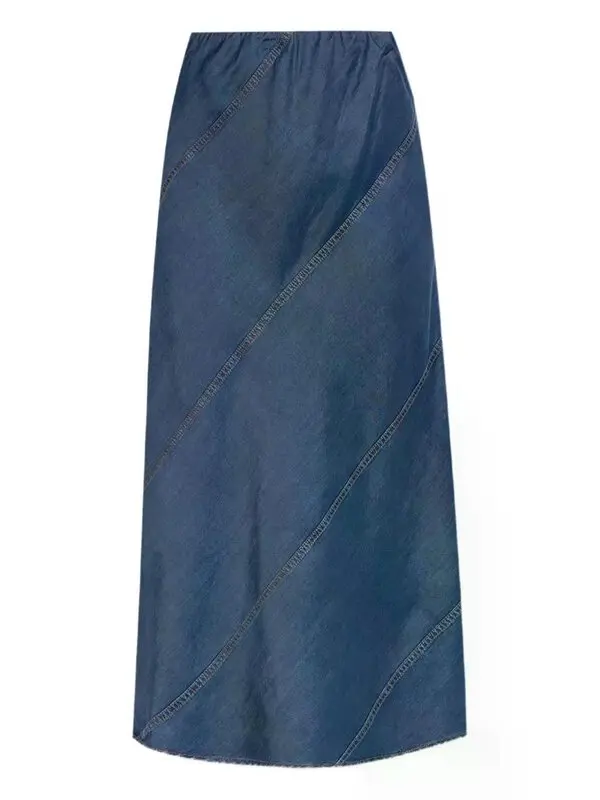 Munthe Seam-detailing Denim Midi Skirt