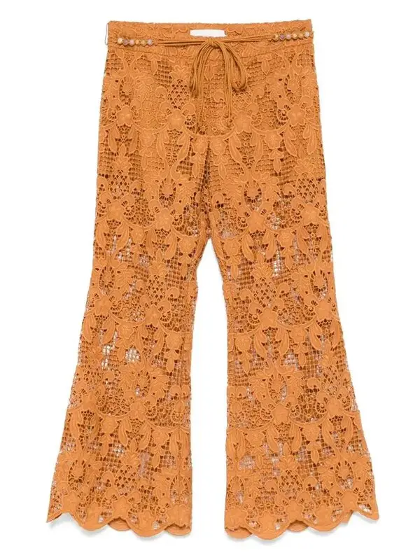 Zimmermann Coco Lace Flared Trousers - Biscuit