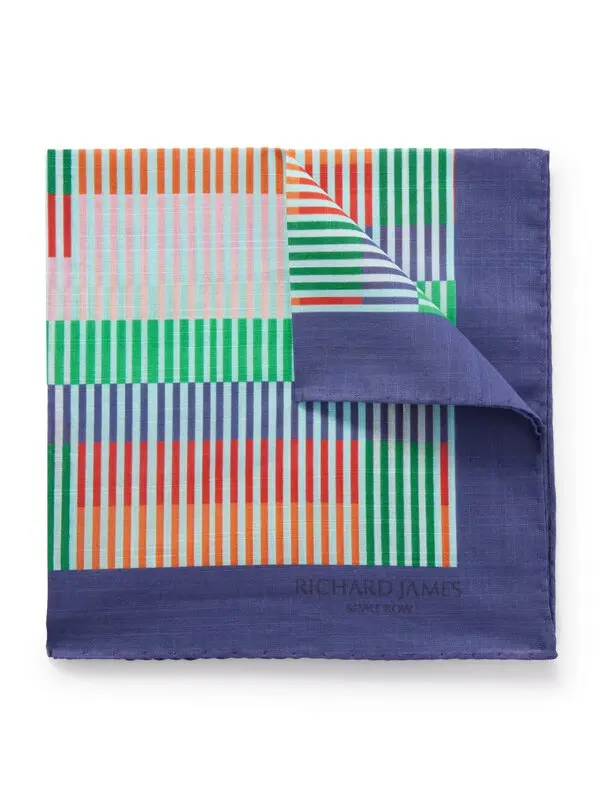 Richard James Striped Cotton-voile Pocket Square