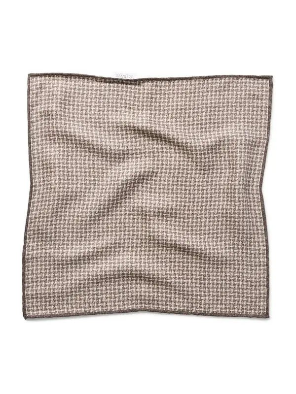 Brunello Cucinelli Checked Silk-jacquard Pocket Square - Brown