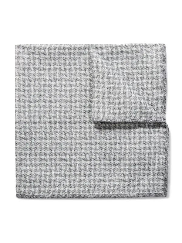 Brunello Cucinelli Checked Silk-jacquard Pocket Square - Gray