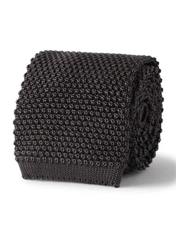 Brunello Cucinelli 6cm Knitted Silk Neck Tie - Brown