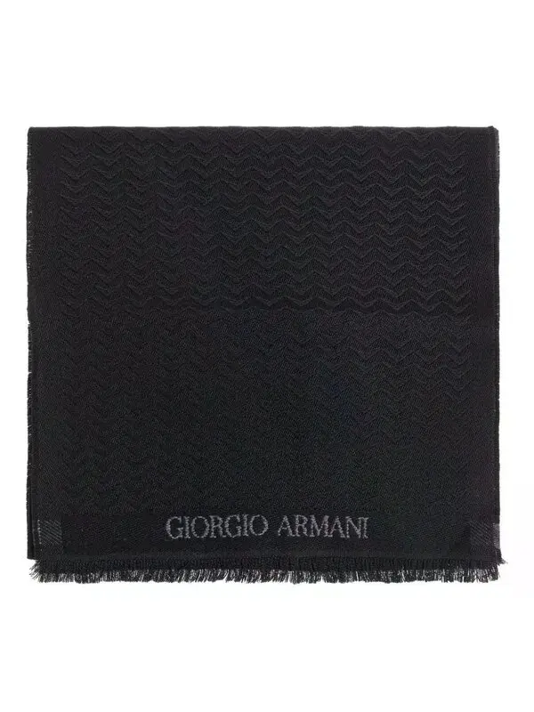 Giorgio Armani Wool Fringed Scarf - Black