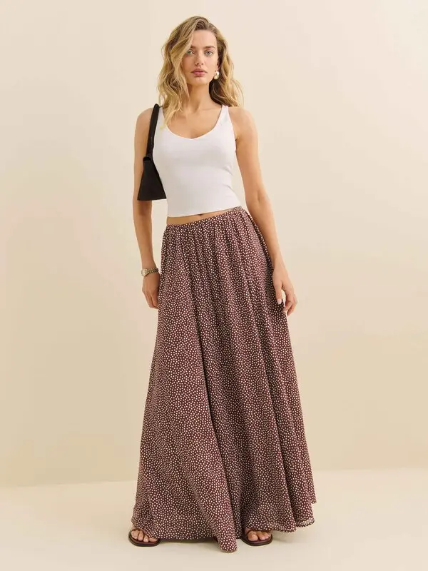 REFORMATION Petites Gemma Maxi Skirt - Choco Dot