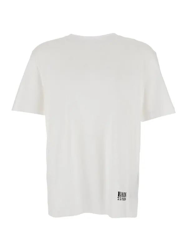 Balmain Crewneck T-shirt With Logo Lettering Print On The Front In Cotton - White
