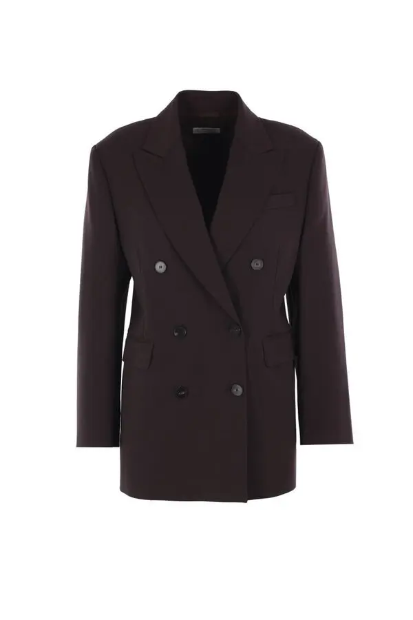 Alberto Biani Double-breasted Stretch Wool Gabardine Jacket - Brown