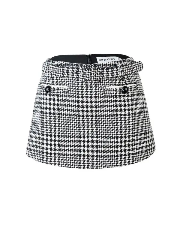 SELF-PORTRAIT Checked Mini Skirt - Multicolor