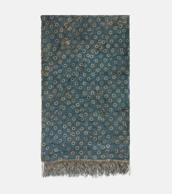 THE HOUSE OF LYRIA Tormento Printed Linen Tablecloth - Blue