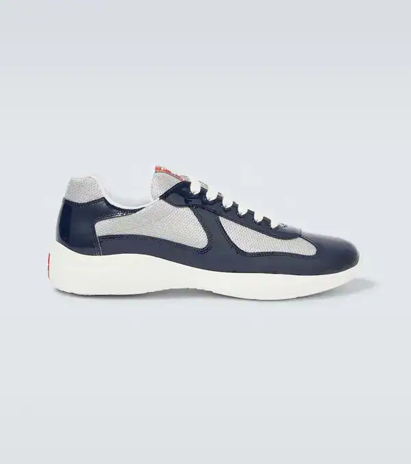 Prada America'S Cup Mesh-Panel Sneakers - Blue | Editorialist