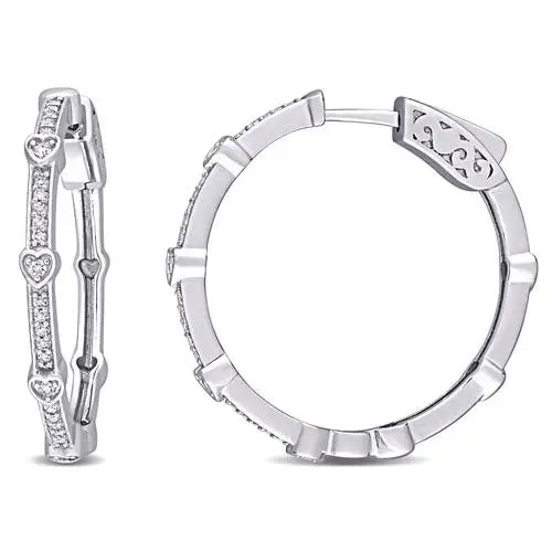 JULIANNA B. Diamond Heart Station Hoop Earrings