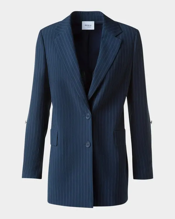 Akris Pinstripe Wool Crepe Jacket