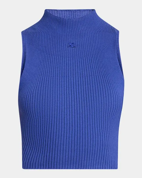 COURREGES Ribbed Knit Crop Top