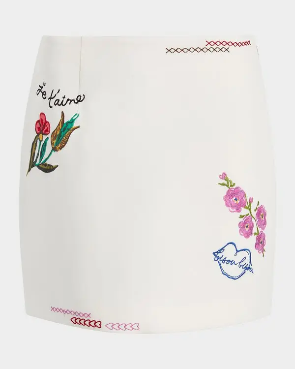 Cinq À Sept Doris Embroidered Mini Skirt - Ivorymulti