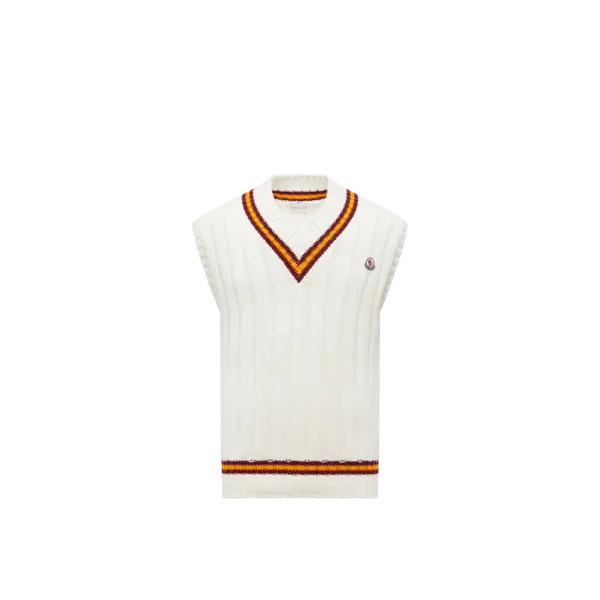 Moncler Wool And Cotton V-neck Vest - White