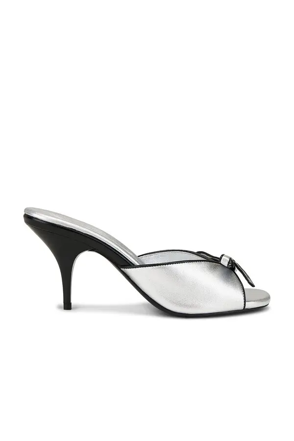 Miu Miu Mule Sandal In Metallic Silver - Argento & Nero