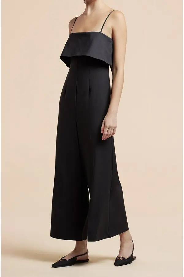 Rebecca Taylor Tuxedo Wide Leg Jumpsuit - Black