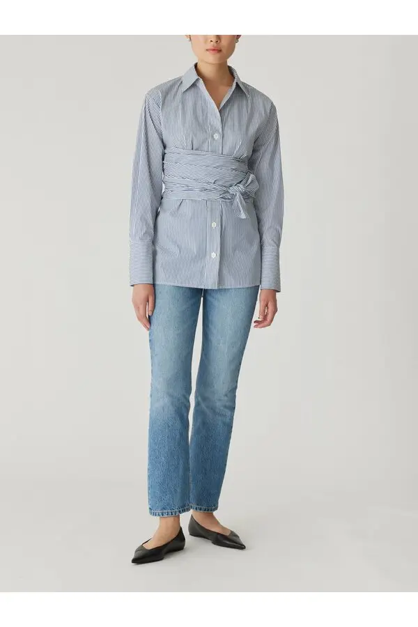 Rebecca Taylor Poplin Wrap Blouse - Stripe