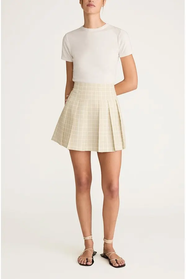 Rebecca Taylor Painterly Windowpane Pleated Faille Skirt