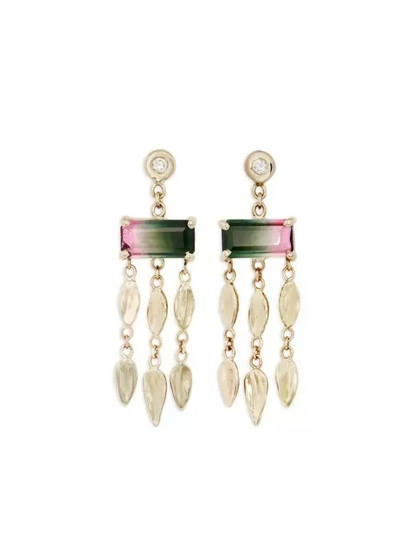 Jacquie Aiche 14k Yellow Gold Tourmaline And Diamond Dangle Earrings