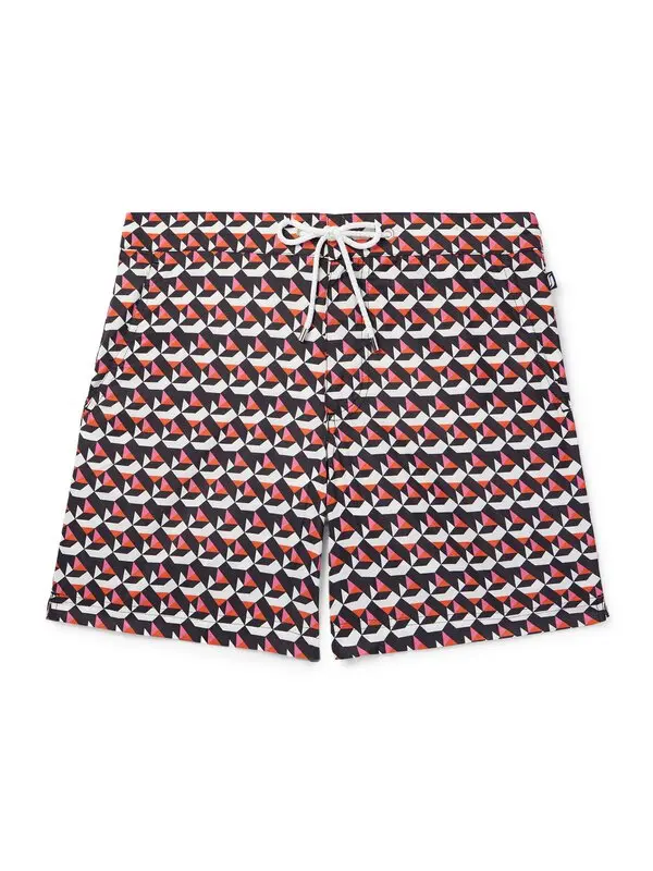 Richard James Straight-leg Mid-length Printed Swim Shorts - Brown
