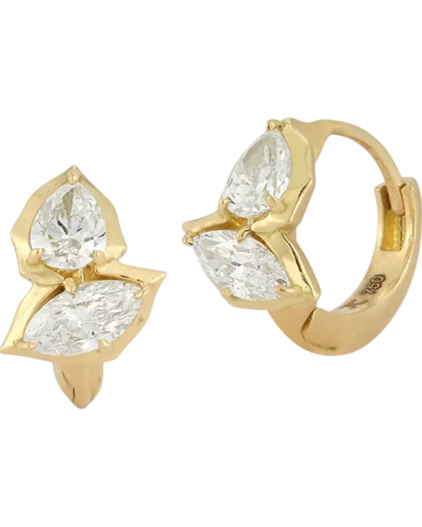 JADE TRAU Poppy Huggie Earrings With Diamonds