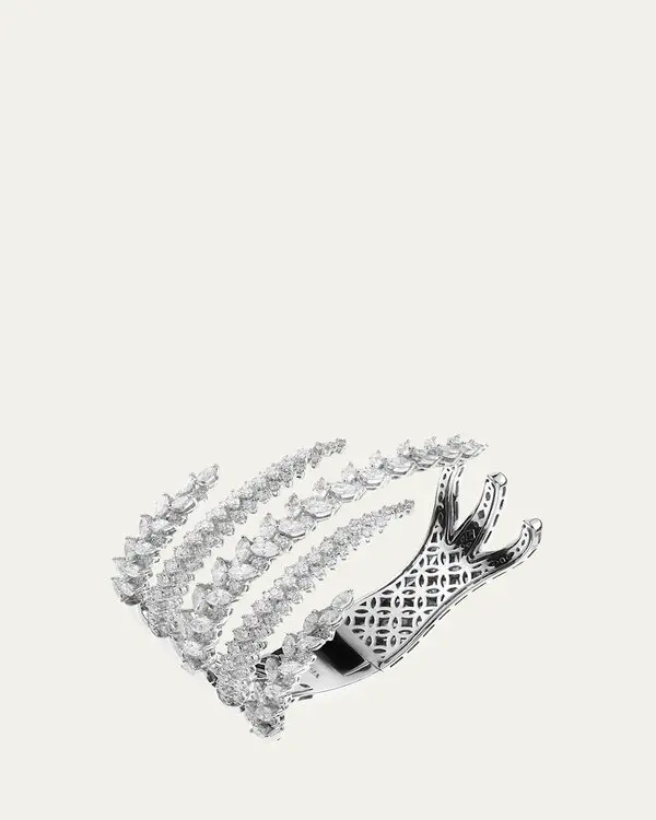Yeprem 18k White Gold Open Ring With Diamonds