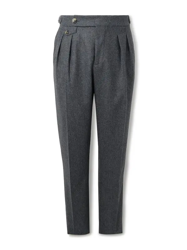 Brunello Cucinelli Tapered Pleated Virgin Wool Trousers