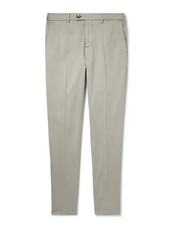 Brunello Cucinelli Tapered Cotton-blend Twill Trousers